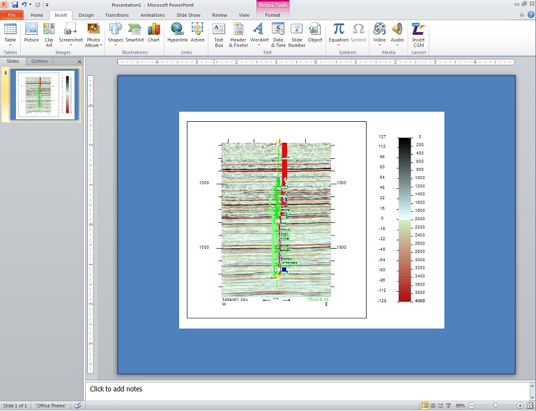 Insert CGM Files PowerPoint Microsoft Word Seismic CGM Well Logs